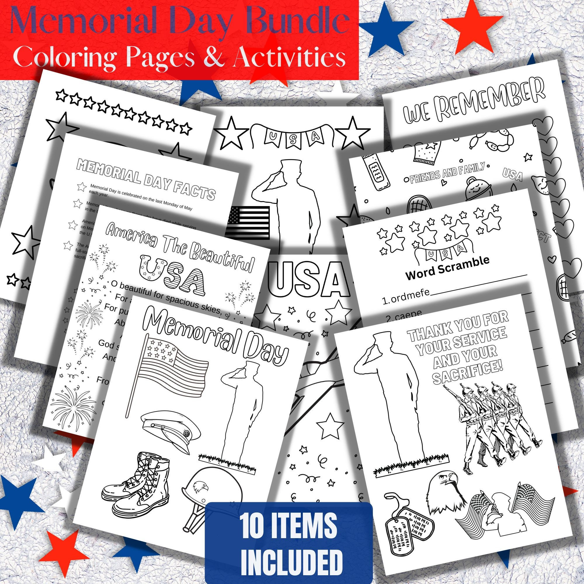 Memorial Day Bundle, Kids Coloring, May 29, Memorial Day Classroom, May ...