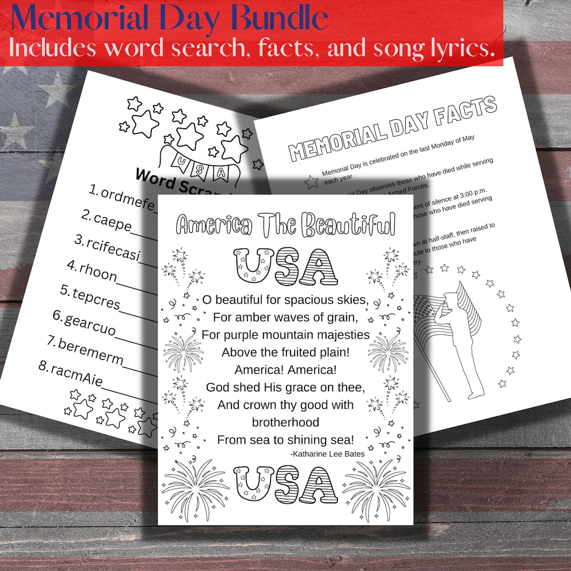 Memorial Day Bundle, Kids Coloring, May 29, Memorial Day Classroom, May ...