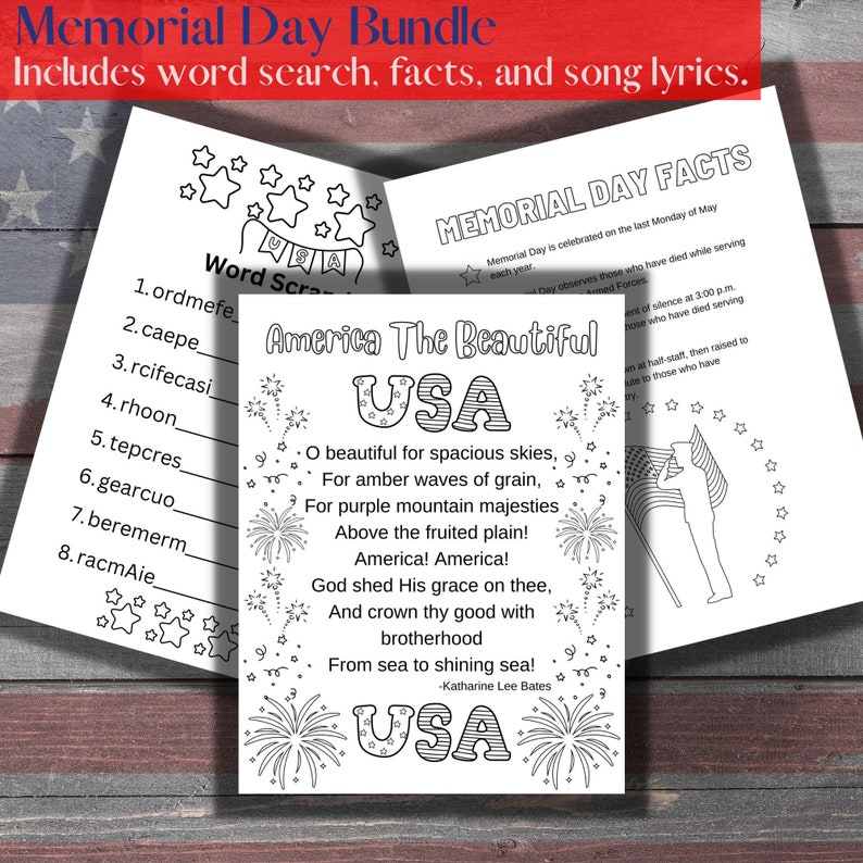 Memorial Day Bundle, Kids Coloring, May 29, Memorial Day Classroom, May ...