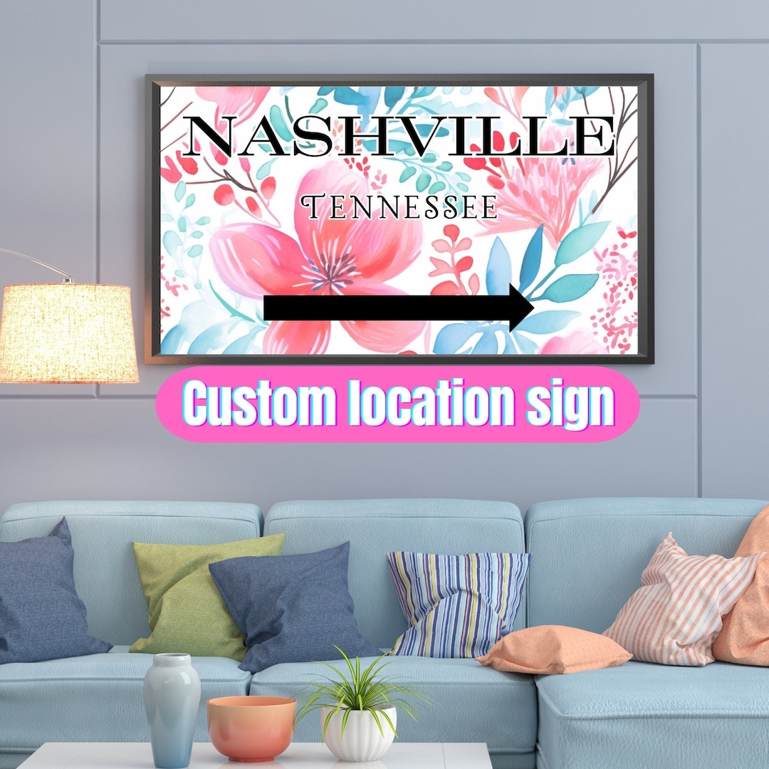 Custom Location Floral Sign: Preppy Dorm Wall Art (digital Download) - Etsy