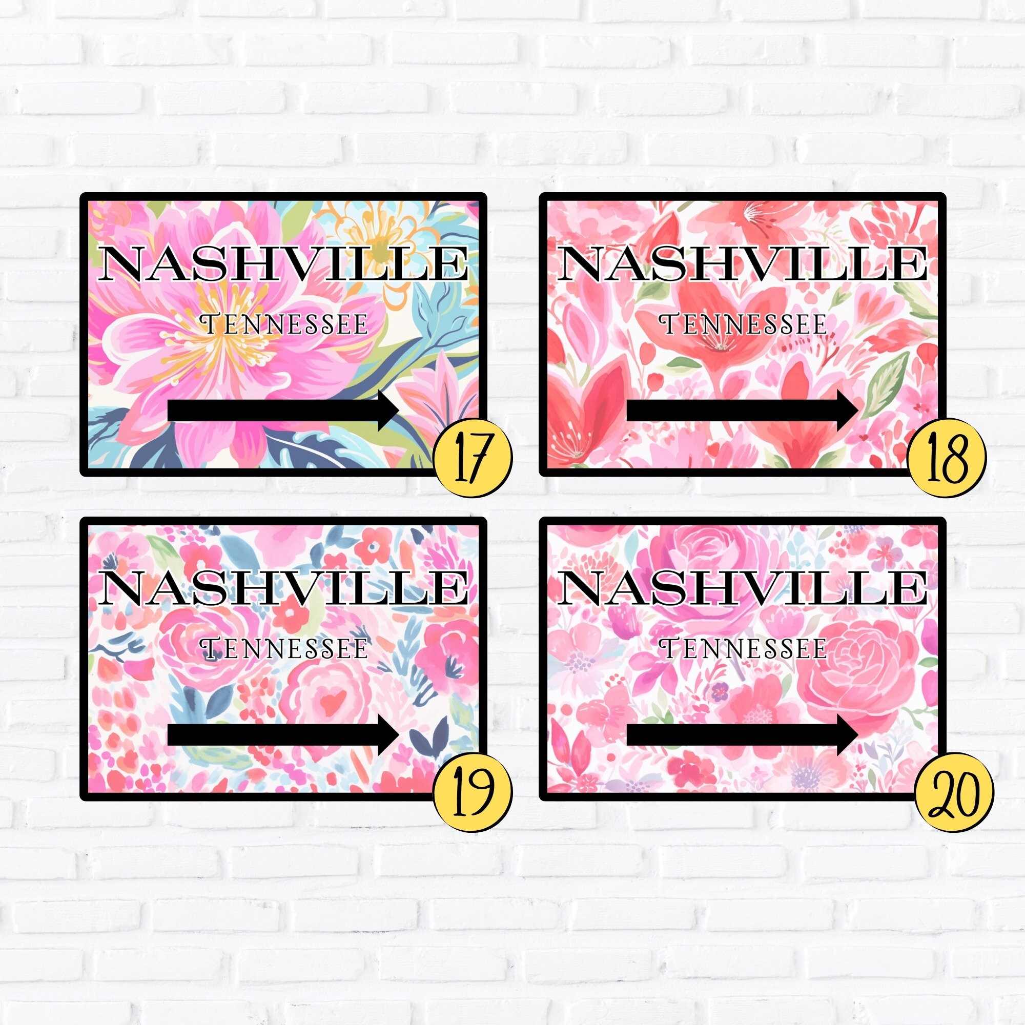 Custom Location Sign, Floral Preppy Wall Art, Dorm Decor for College ...