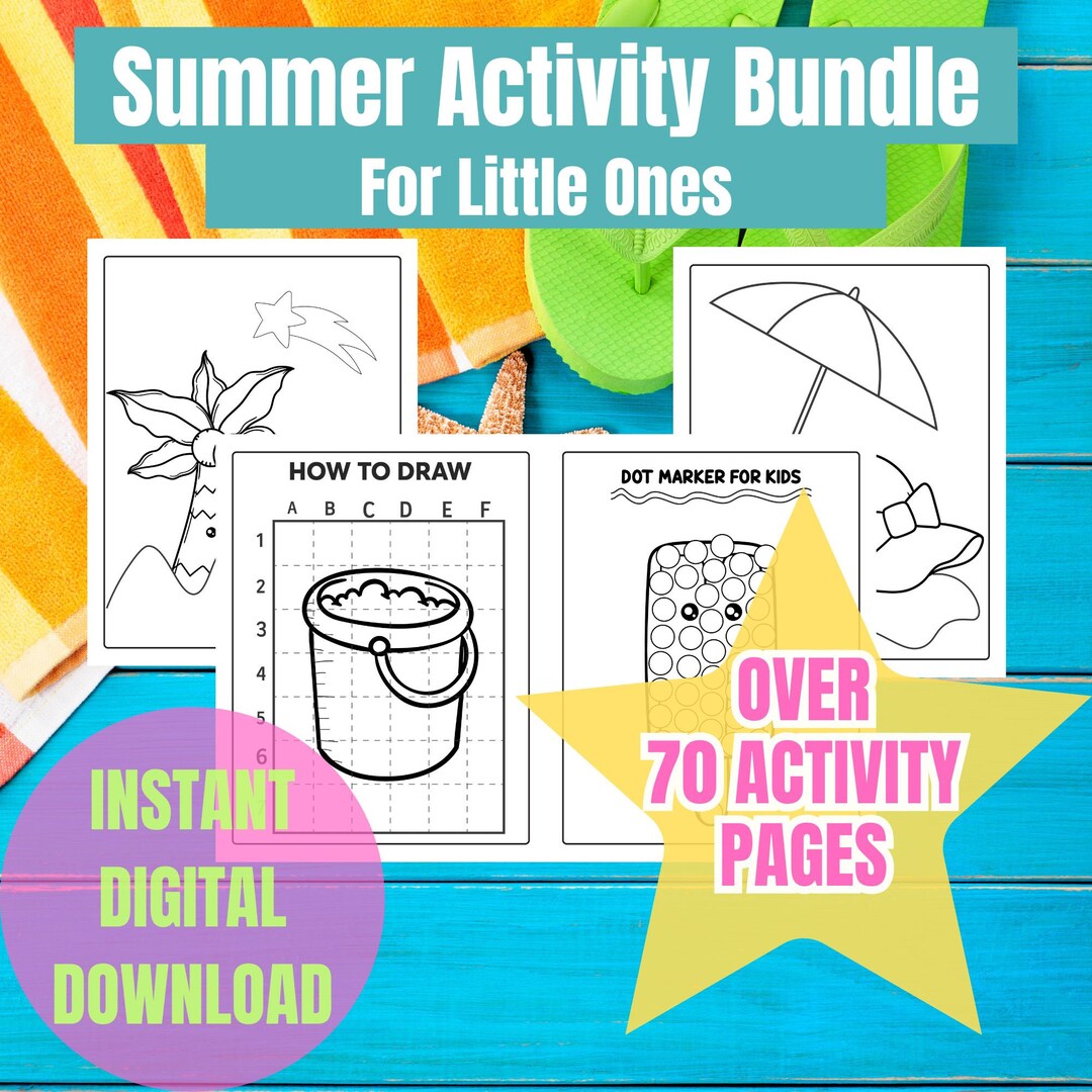 Summer Activity Coloring Bundle, Summer Printable, Summer Crafts for ...