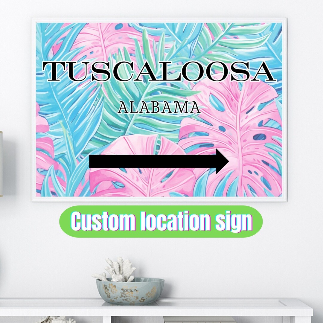 Custom Location Floral Sign: Preppy Dorm Decor (digital Download) - Etsy