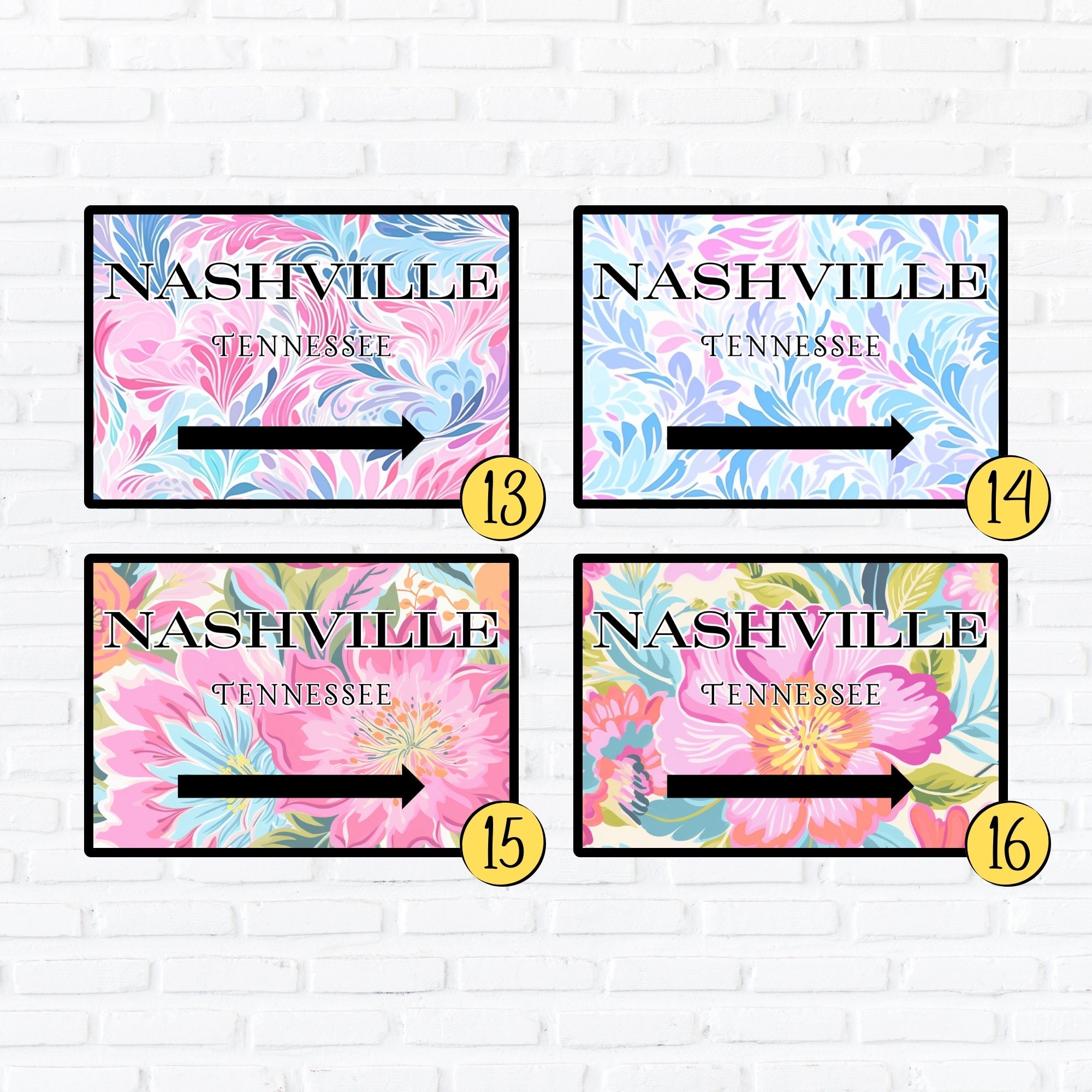 Custom Location Sign, Floral Preppy Wall Art, Dorm Decor for College ...