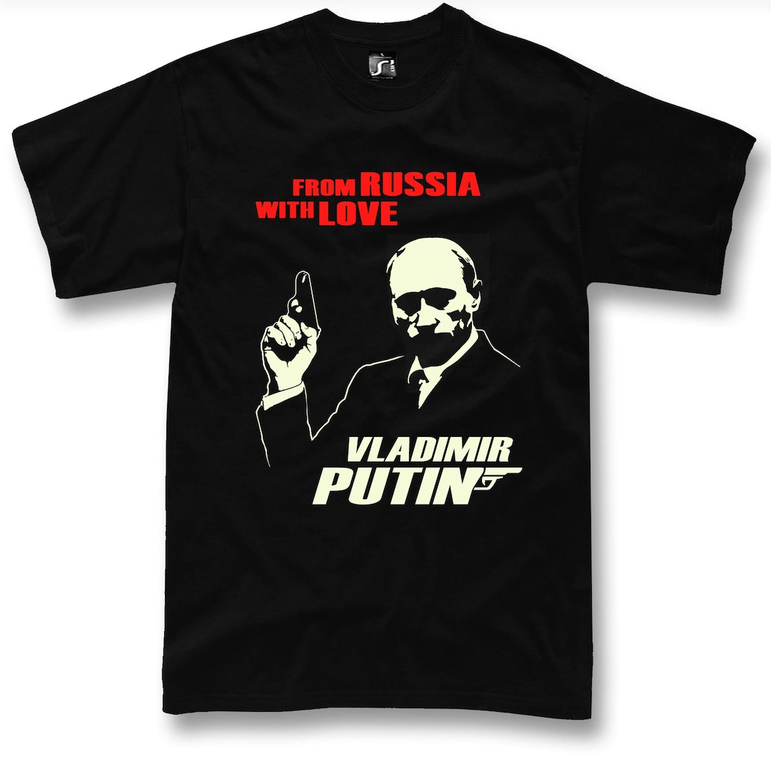 Putin T Shirt Russia James Bond 007 USSR Black Tshirt , Sweatshirt ...