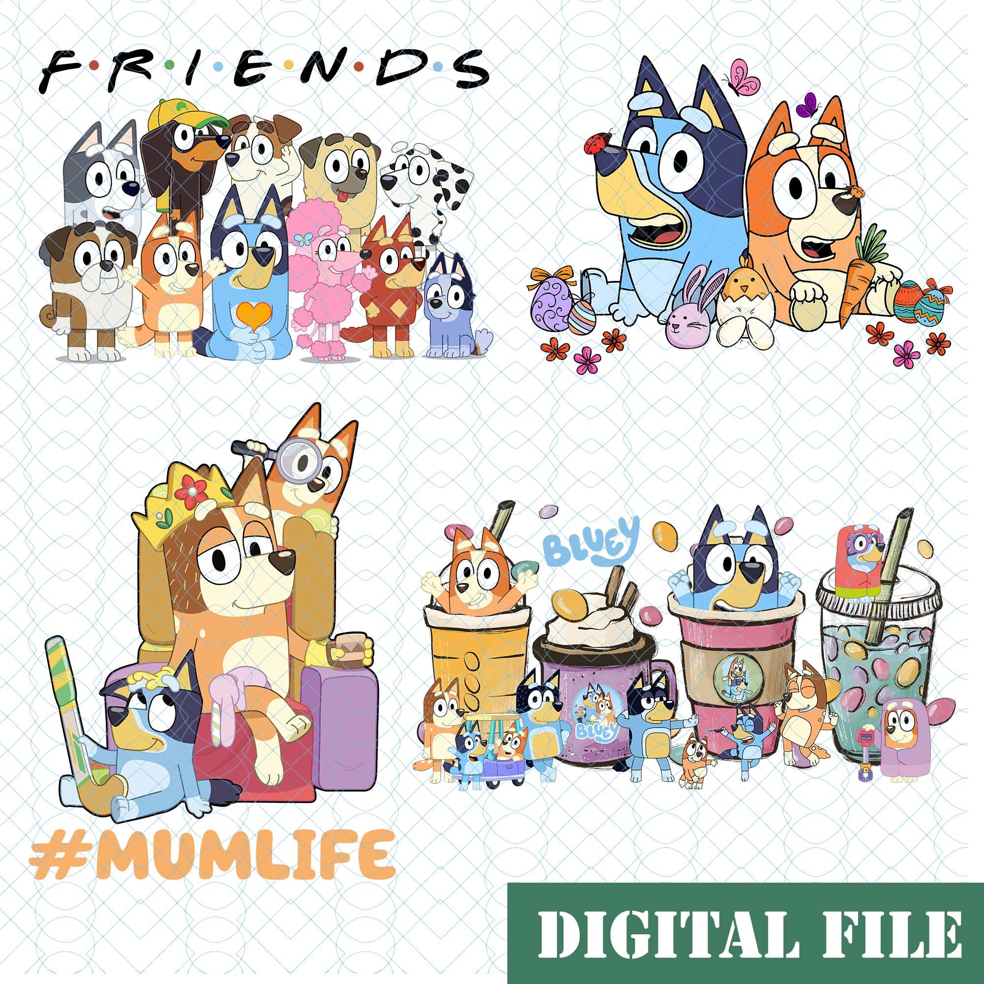 Bluey Friends Png Blueey Friends Instant Download Png Ready - Etsy