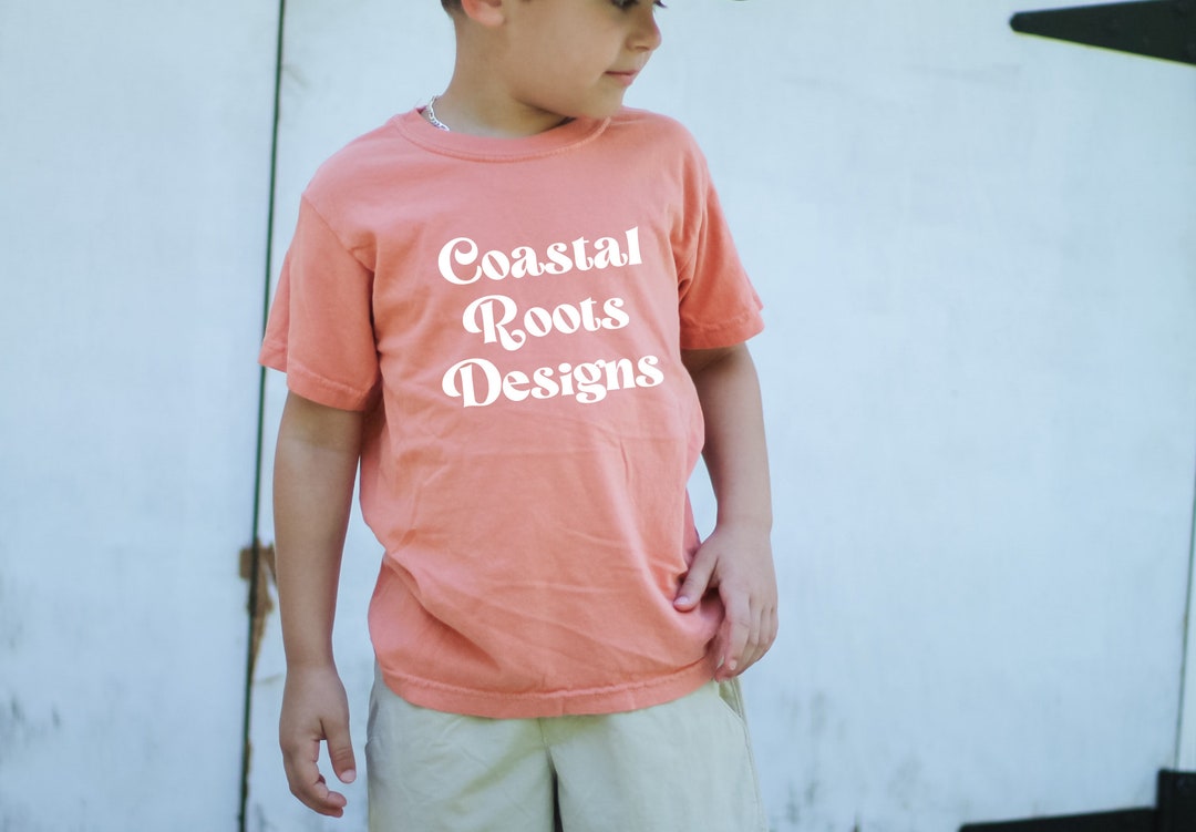 Kids Comfort Colors 9018 Terracotta Shirt Mockup - Boy Shirt Mock-up ...