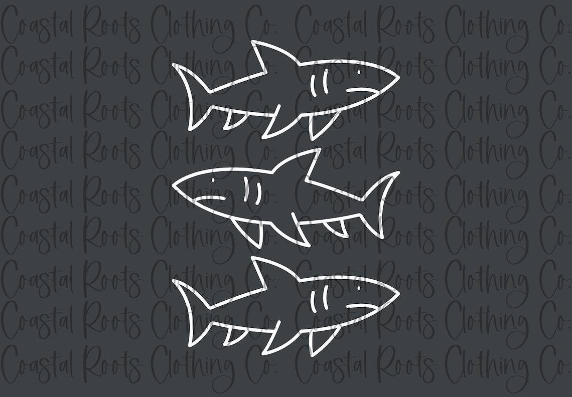 Shark Outline Trio PNG - Etsy