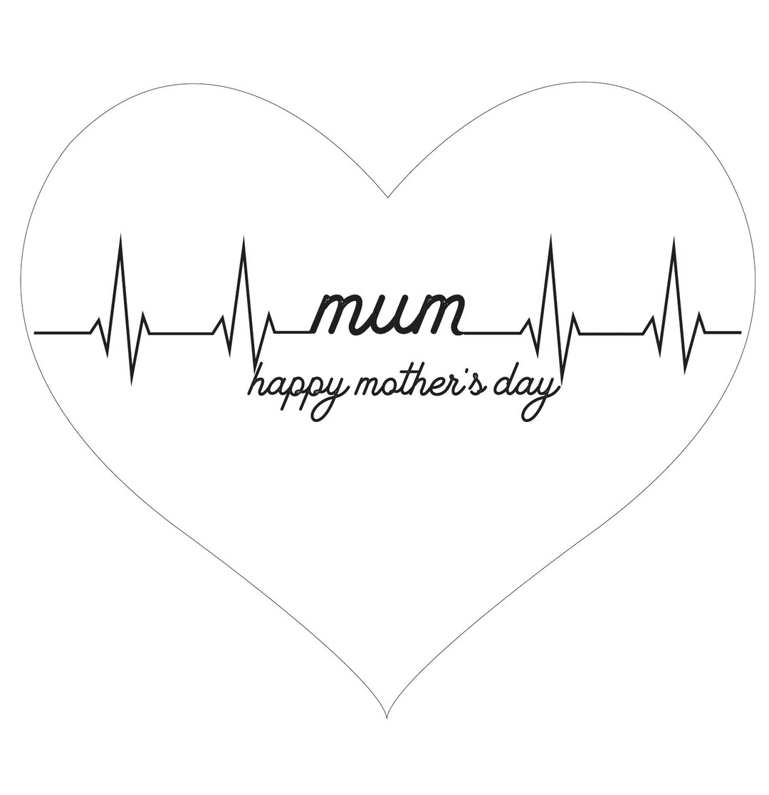Mothers Day Diy Colour In Heartbeat Card Mum Etsy Australia