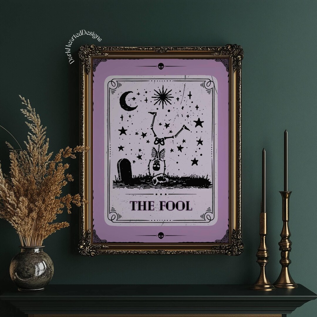 Purple the Fool Tarot Card Print: Whimsi-goth Skeleton Art (digital ...