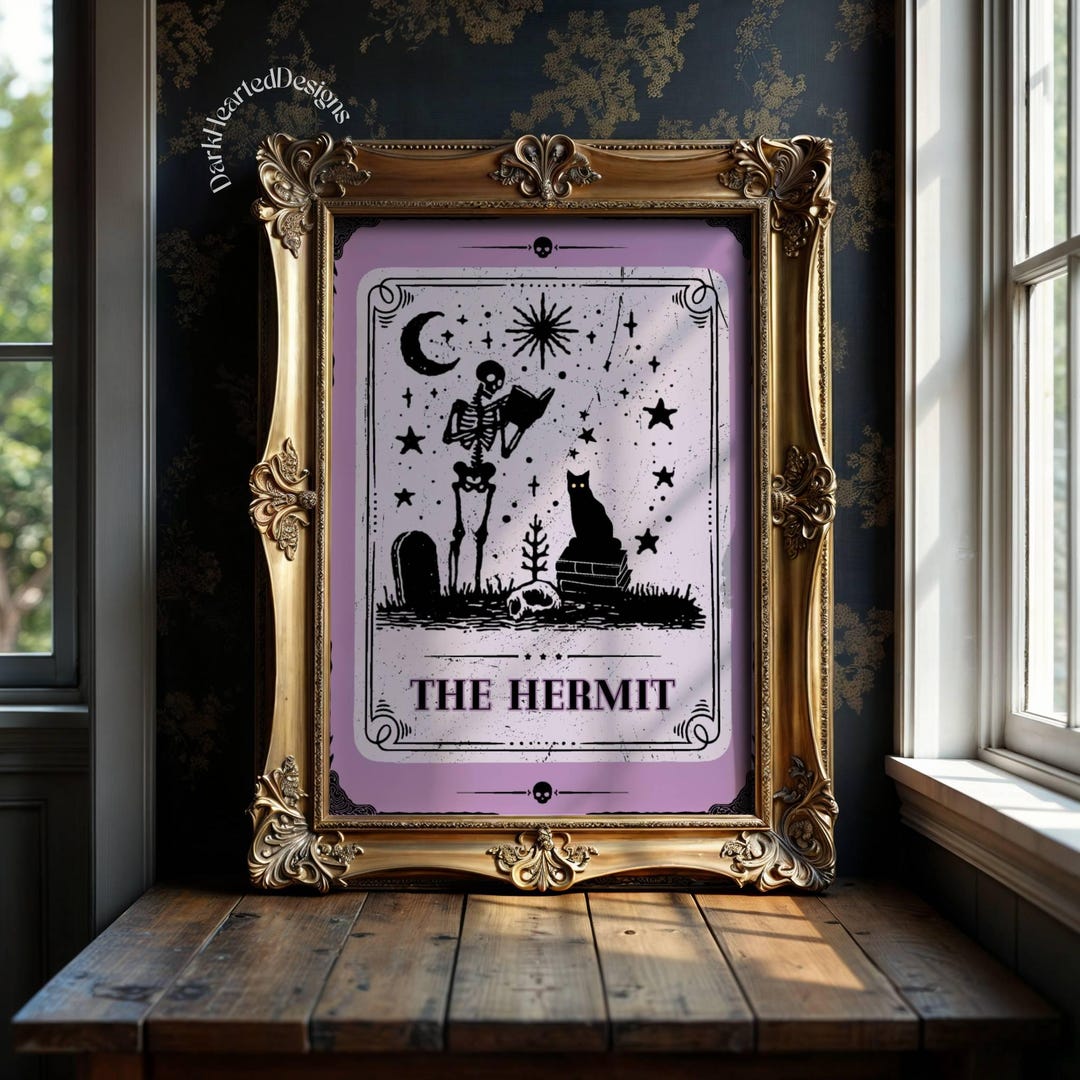 The Hermit Tarot Card Print: Whimsi-goth Skeleton Art (digital Download ...