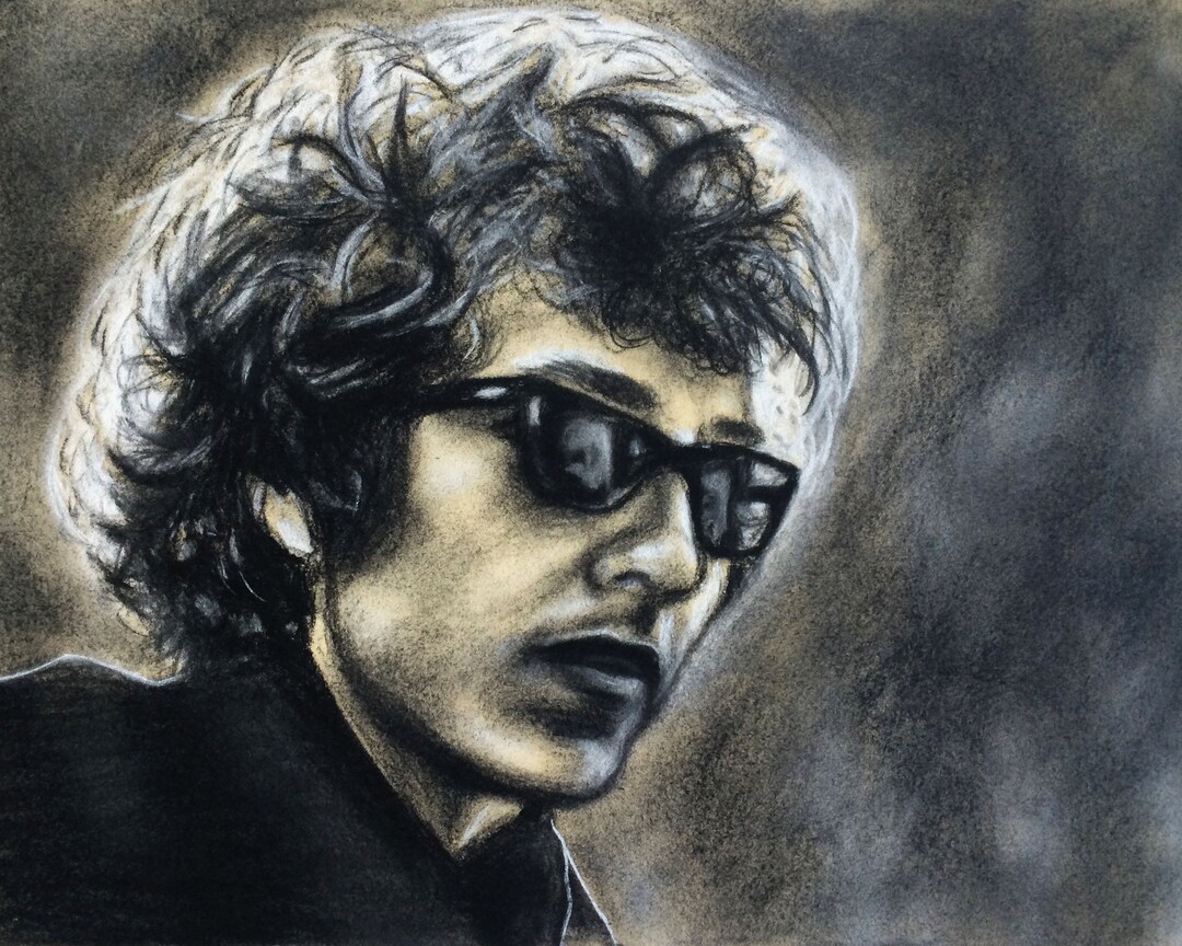 Original Charcoal Drawing "bob Dylan" - Etsy