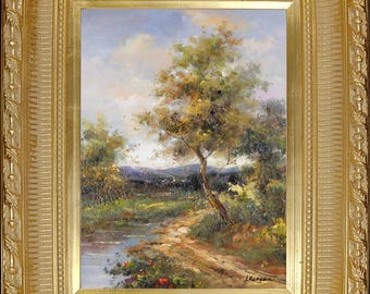 Framed French Landscape, Original Oil Painting, Signed by Jean Reneau ...