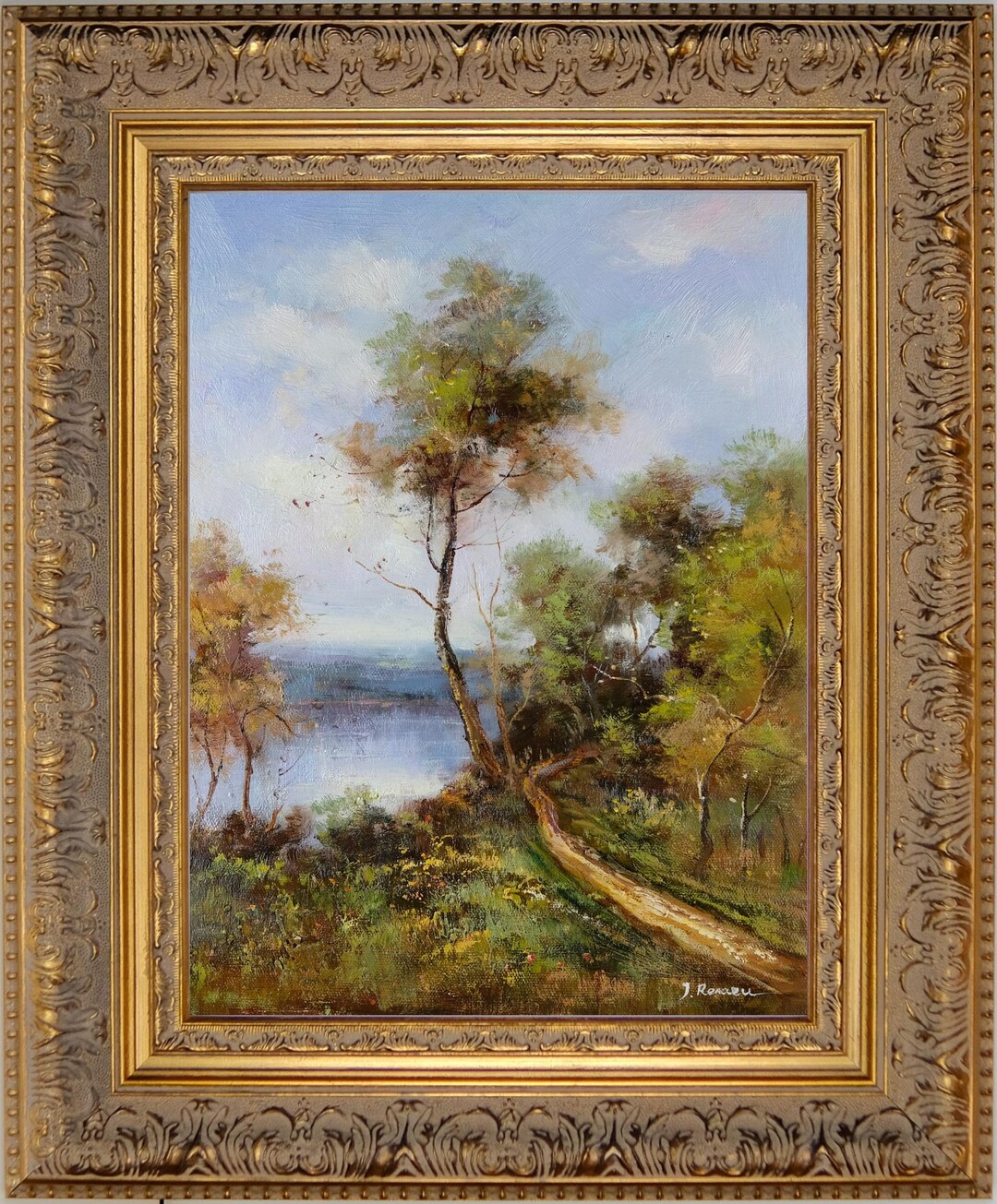 Gold Wooden Framed French Landscape, Original Oil Painting, Signed by ...