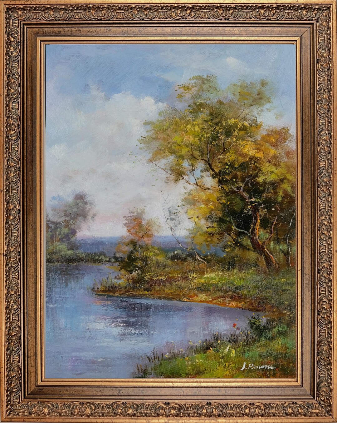 Framed French Landscape, Original Oil Painting, Signed by Jean Reneau ...