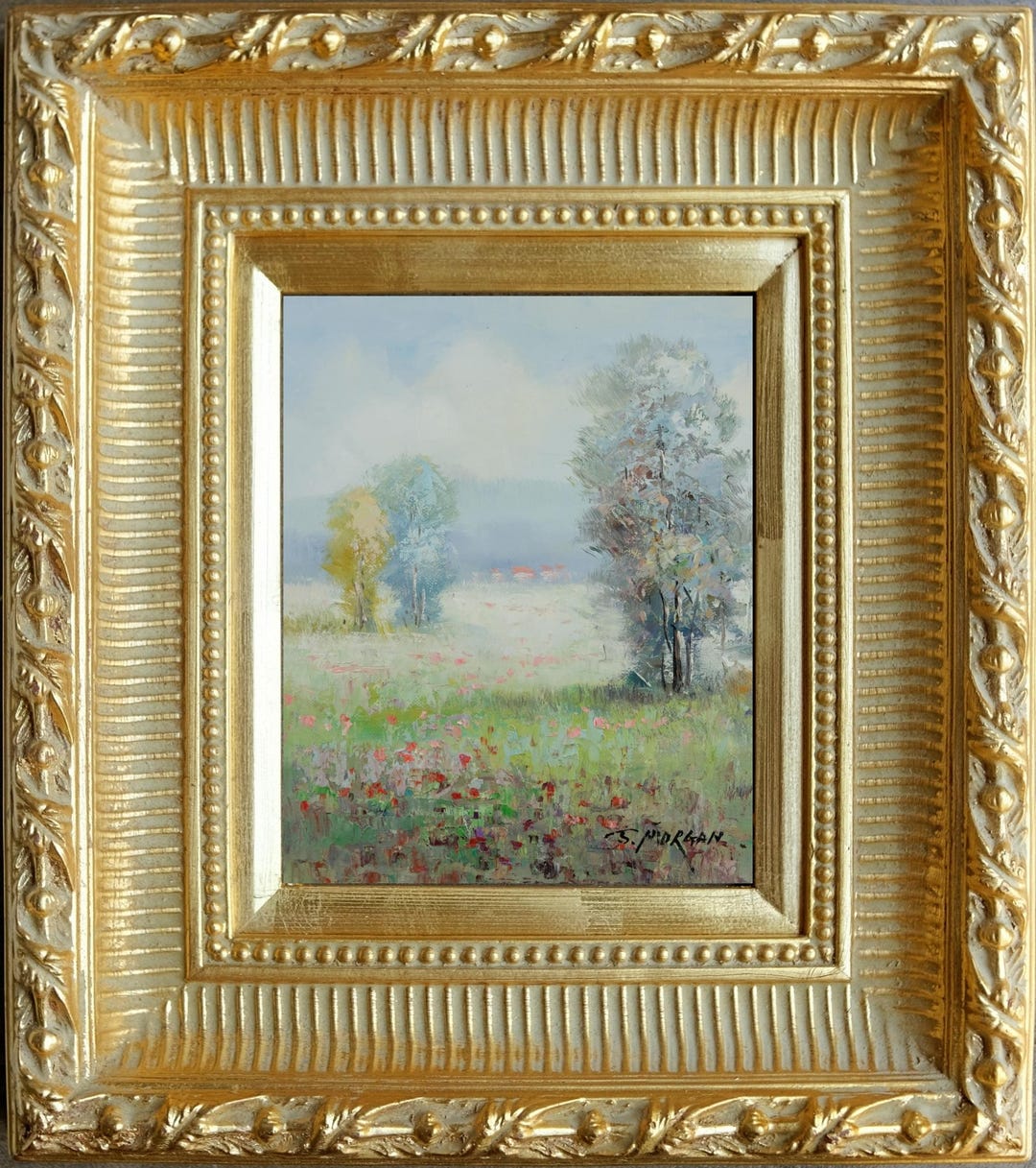 Oil Painting on Canvas With Frame, Impressionism Summer Field Landscape ...