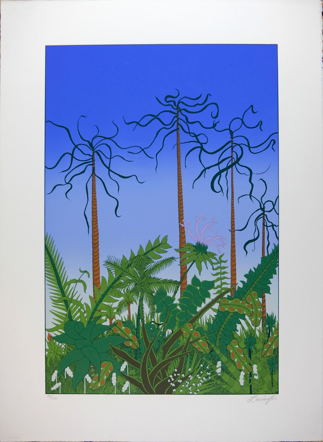 Vintage Serigraph Sabal Palm Tree Scene Print, Lithograph, Modern ...