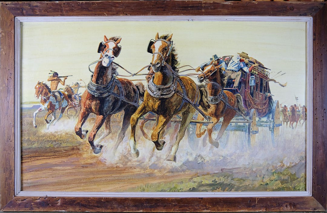 Vintage Signed Oil Painting, Framed Western Scenes by Pennsylvania ...