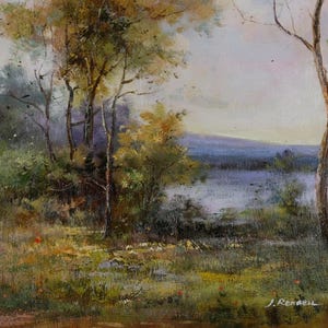 French Landscape With Frame, Original Oil Painting, Signed by Jean ...