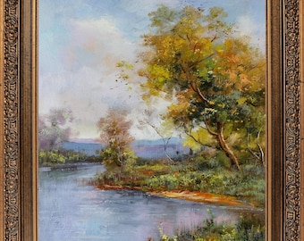 Framed French Landscape, Original Oil Painting, Signed by Jean Reneau ...