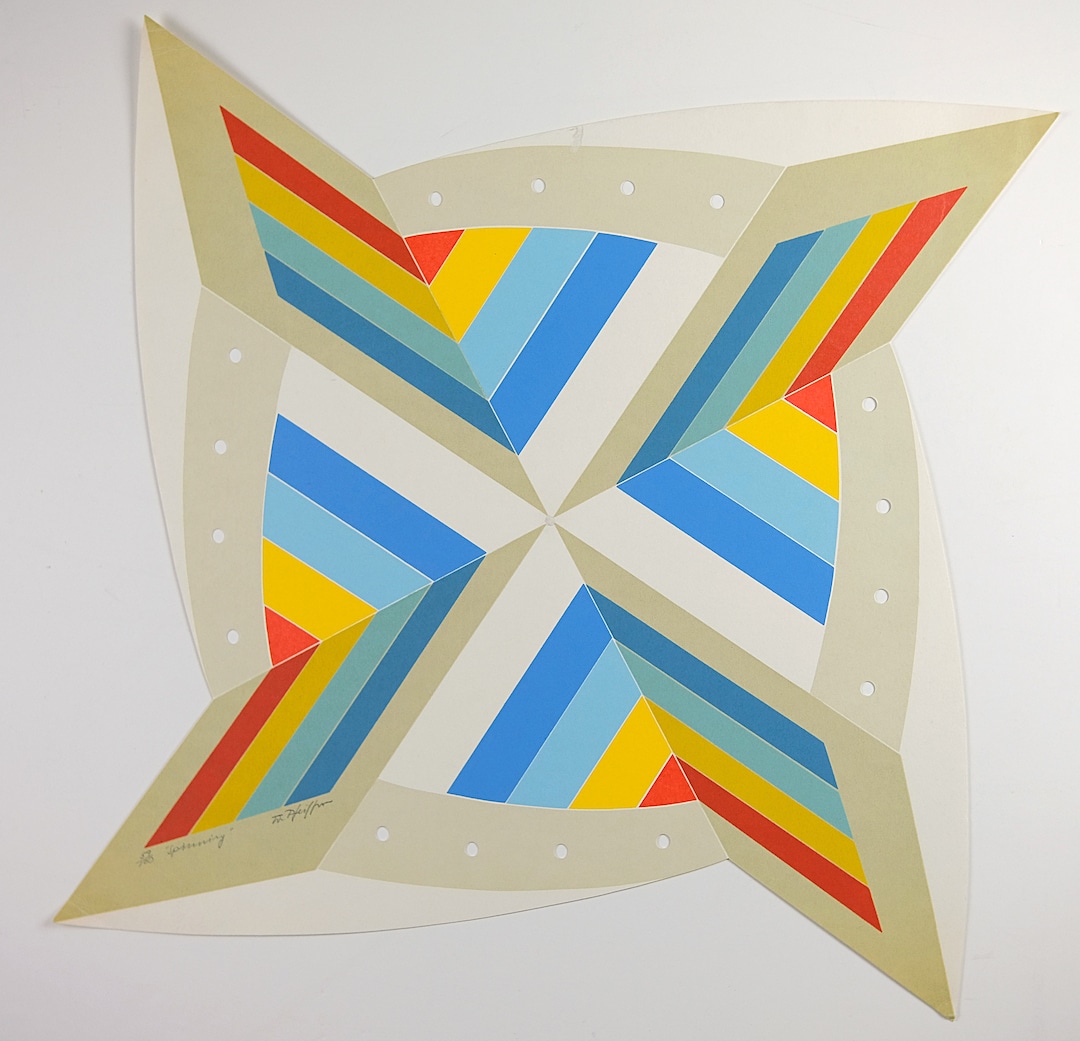 Vintage Abstract Print, Signed by Werner Pfeiffer, 'SPINNING ...