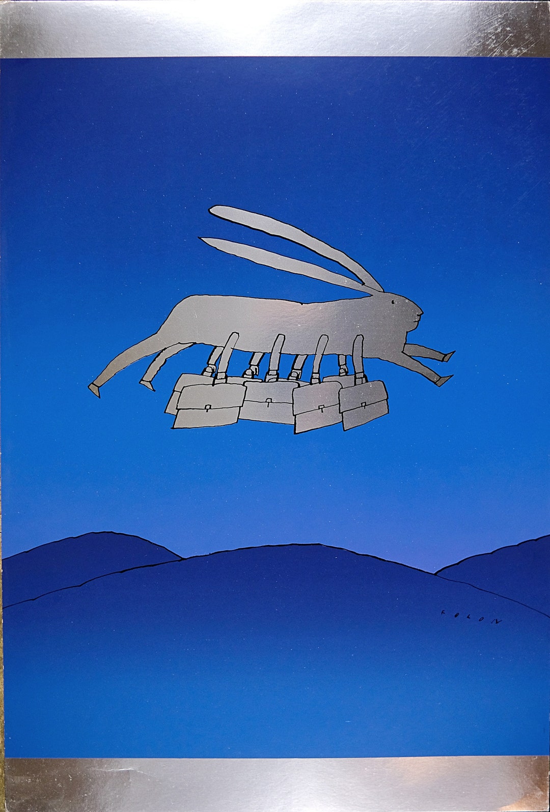 Jean-michel Folon, Rabbit, Screen-print Poster on Foil, Signed in Plate ...