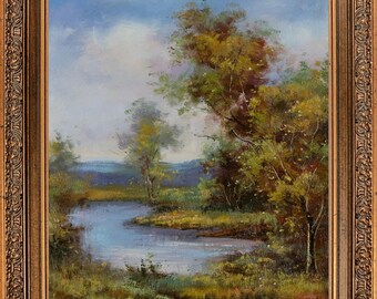 French Impressionist Landscape With Frame, Original Oil Painting ...