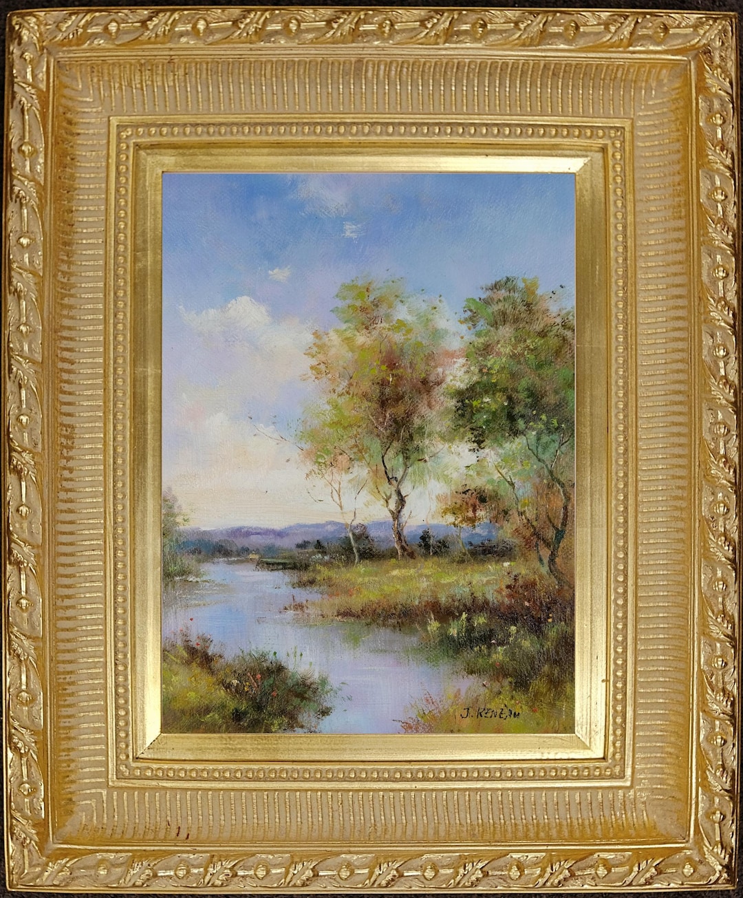 Framed French Landscape, Original Oil Painting, Signed by Jean Reneau ...