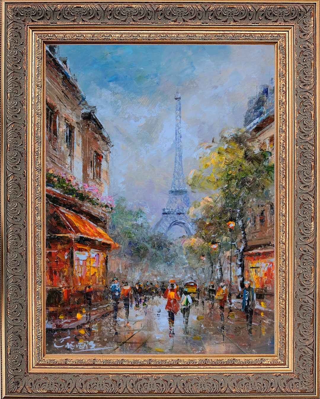 Gold Framed Impressionism Painting, Oil on Canvas, Signed by С Vevers ...