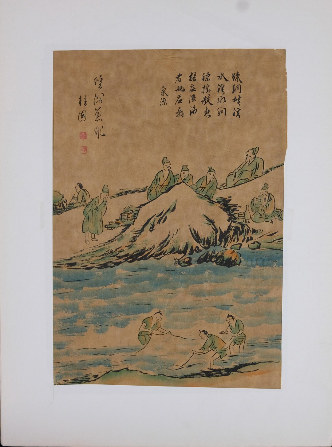 Vintage Korean Watercolor on Rice-paper, Reproduction of Old ...