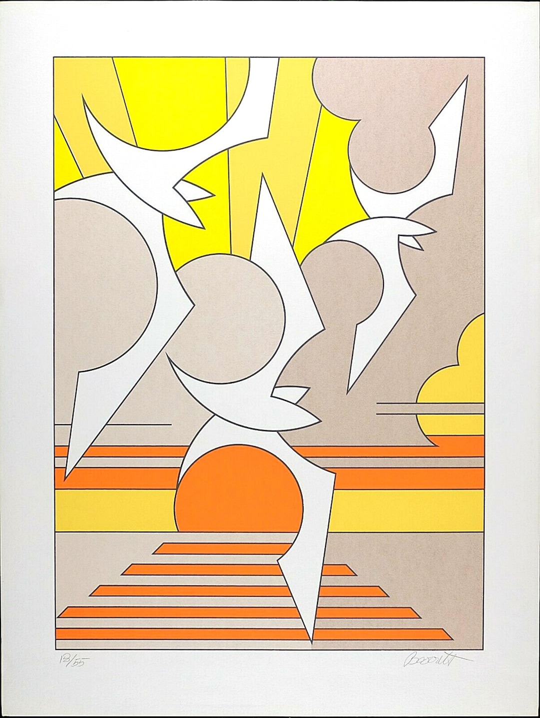 Vintage Abstract Serigraph, Signed by Barrett, Limited Edition Art ...