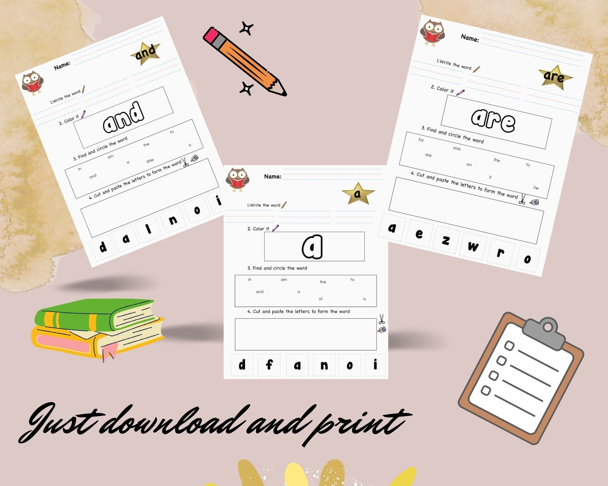 Fry's First 25 Sight Word Sheets - Etsy