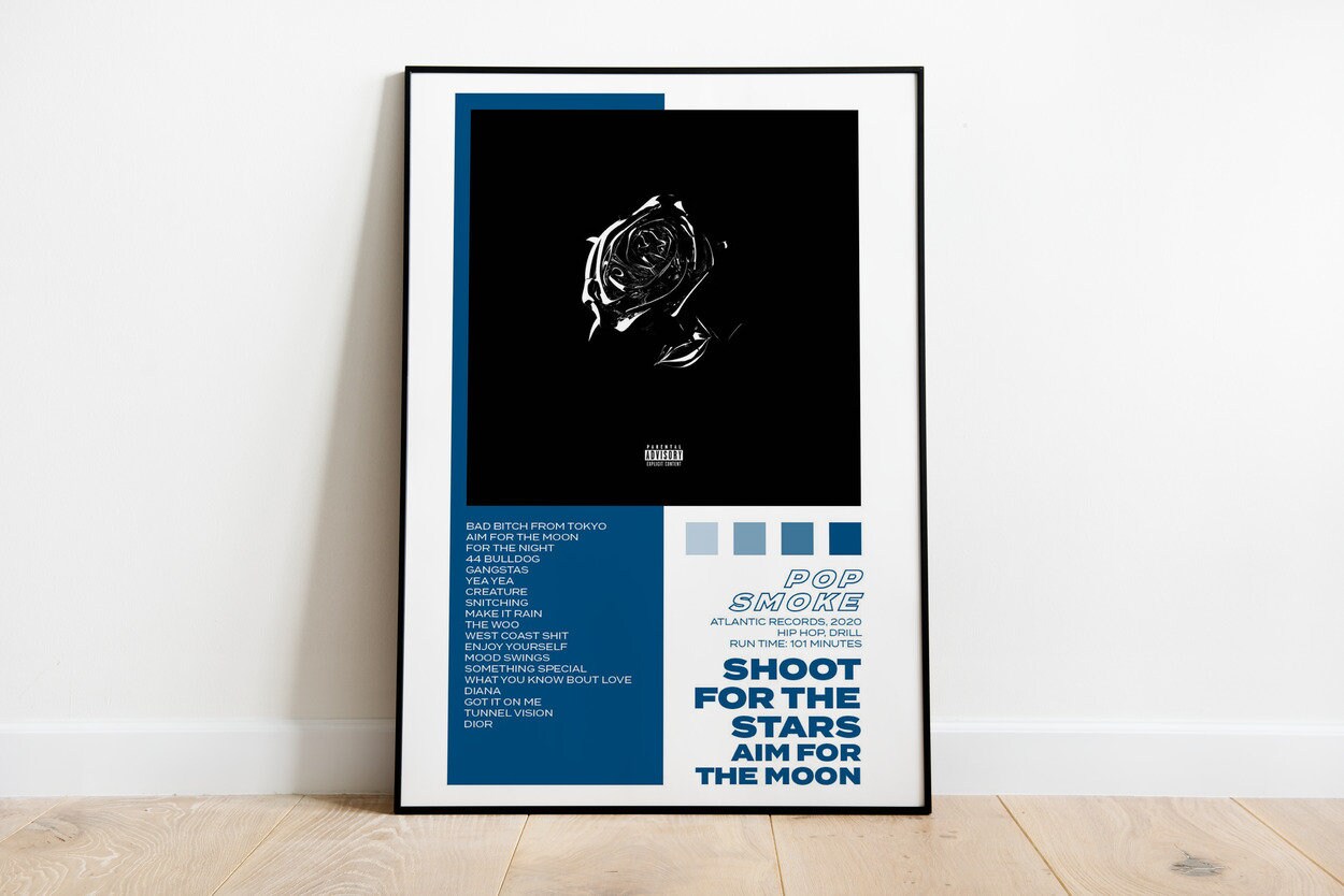 Pop Smoke Shoot for the Stars Aim for the Moon Album Artwork Poster ...