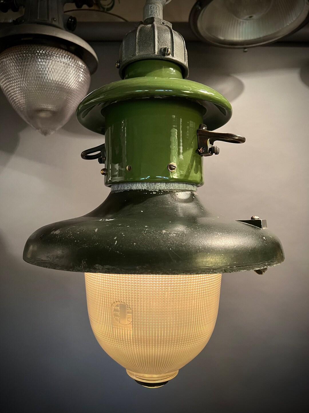 Line Material Light W/ Holophane Refractor; Ceramic Top; Original 14 ...