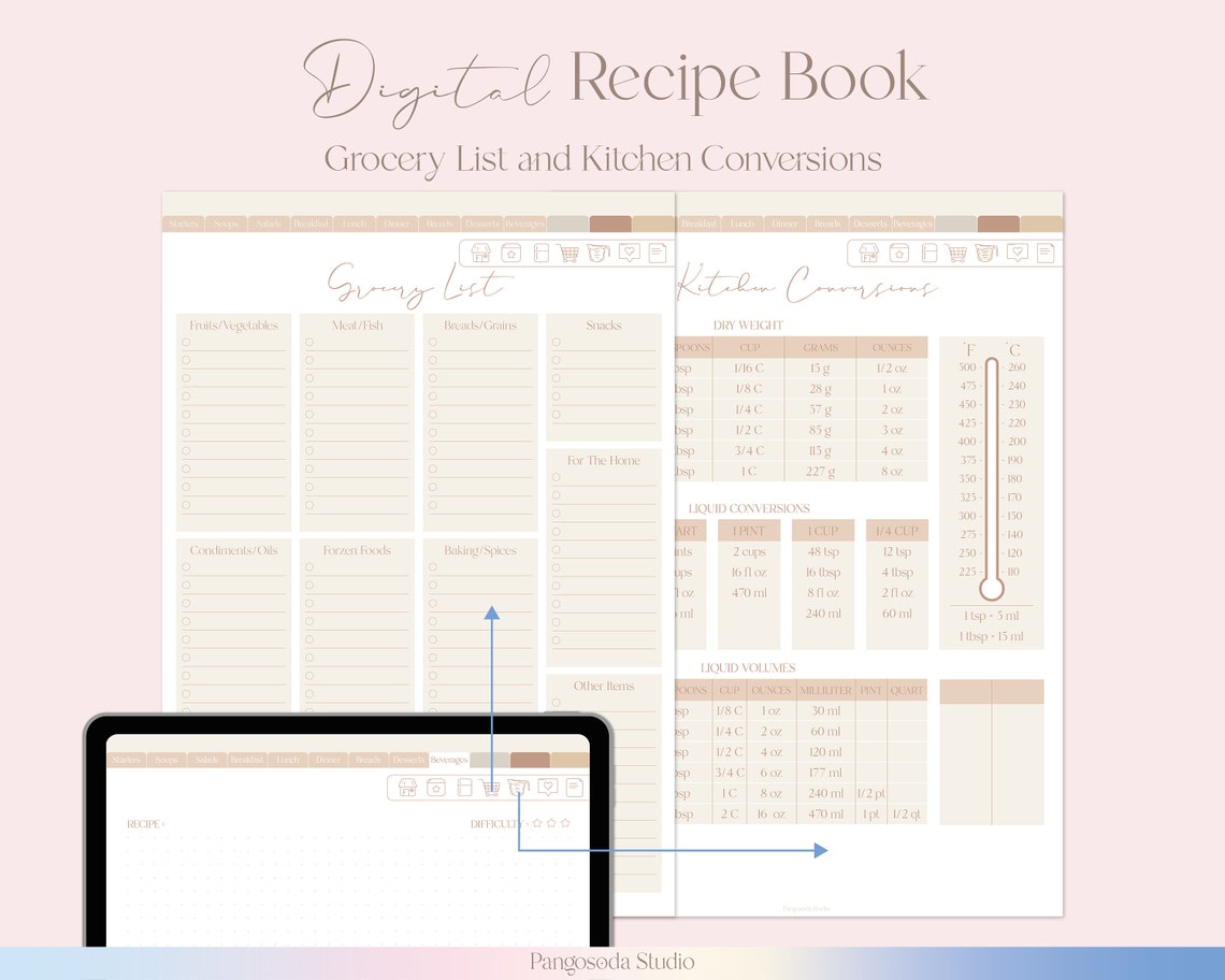 Digital Recipe Book Recipe Planner Meal Planner Digital - Etsy