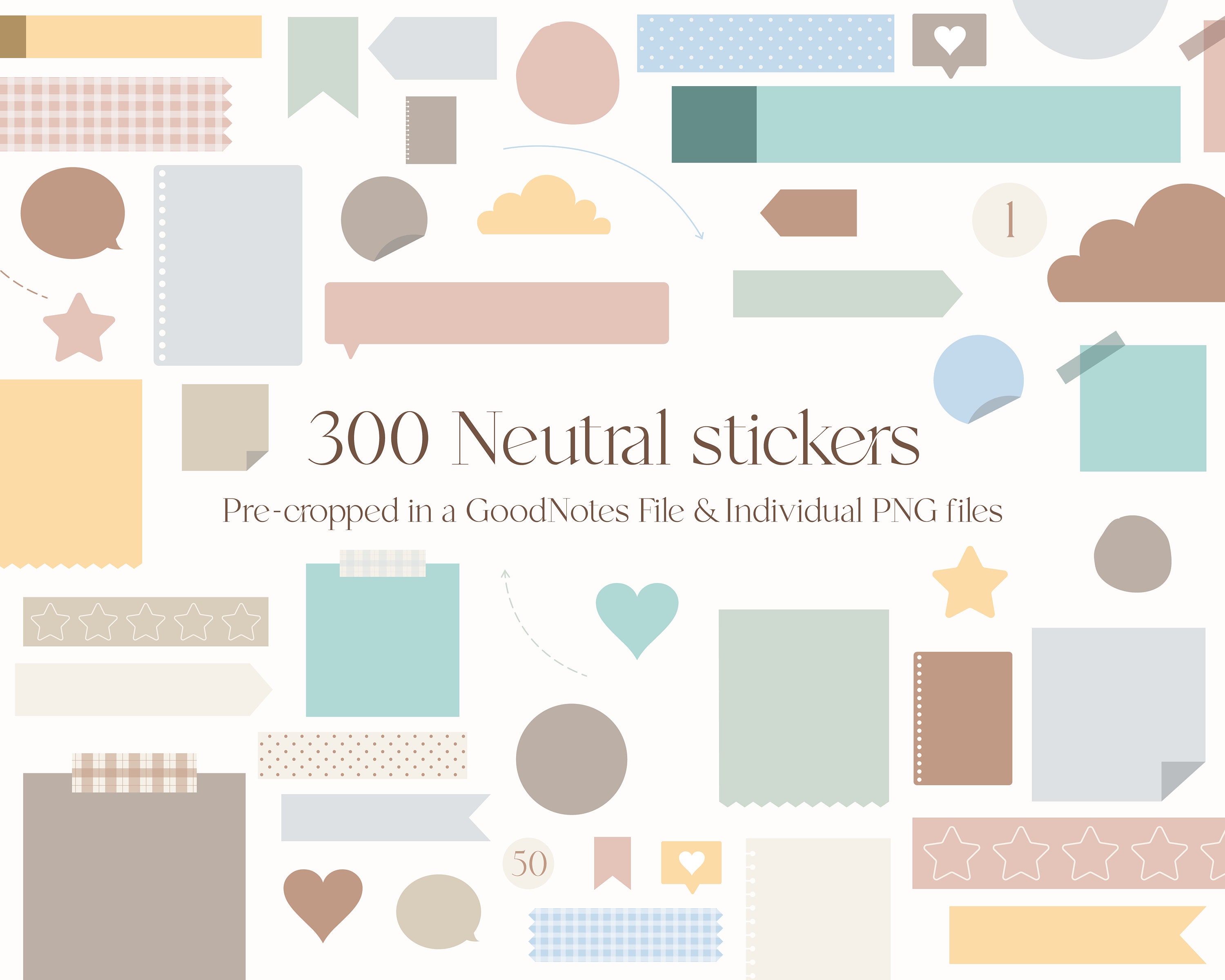 300 Neutral Digital Stickers Digital Planner Stickers for - Etsy