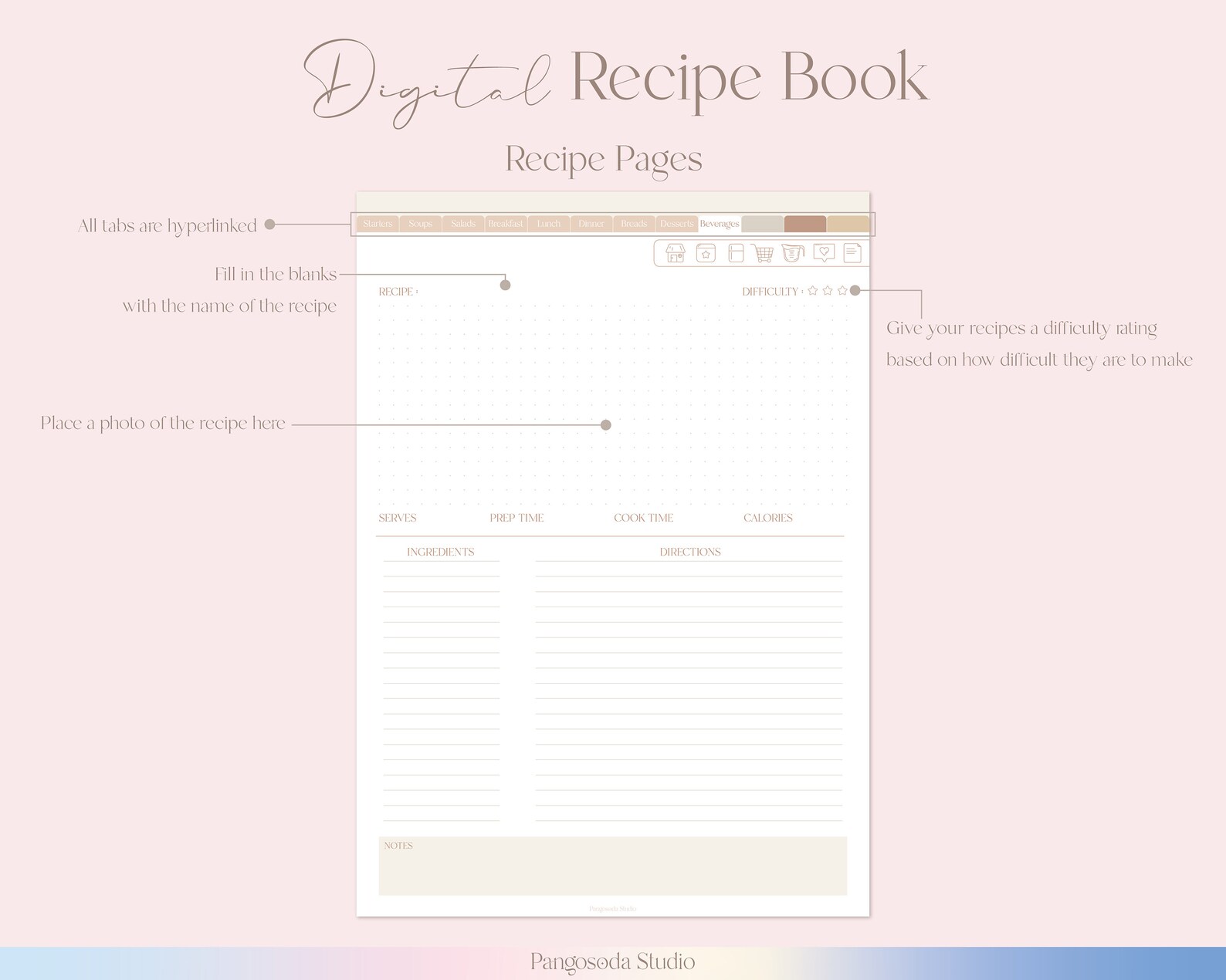 Digital Recipe Book Recipe Planner Meal Planner Digital - Etsy