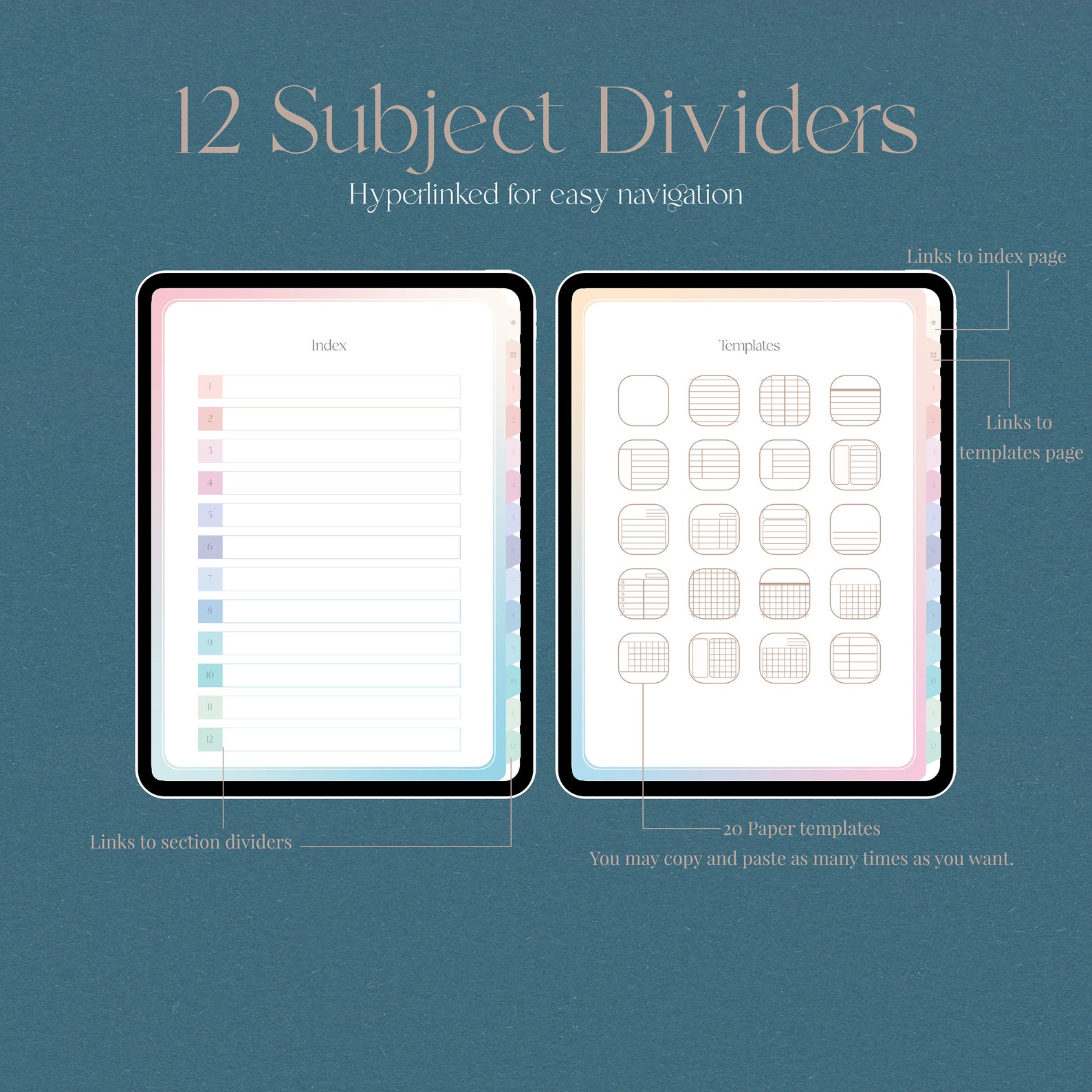 Digital Portrait Notebook12 Hyperlinked Tabs for Goodnotes - Etsy