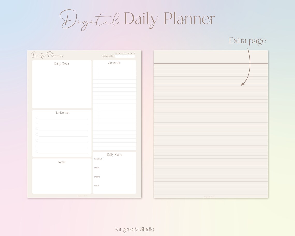 Digital Daily Planner Daily Check in Template, to Do List Template ...