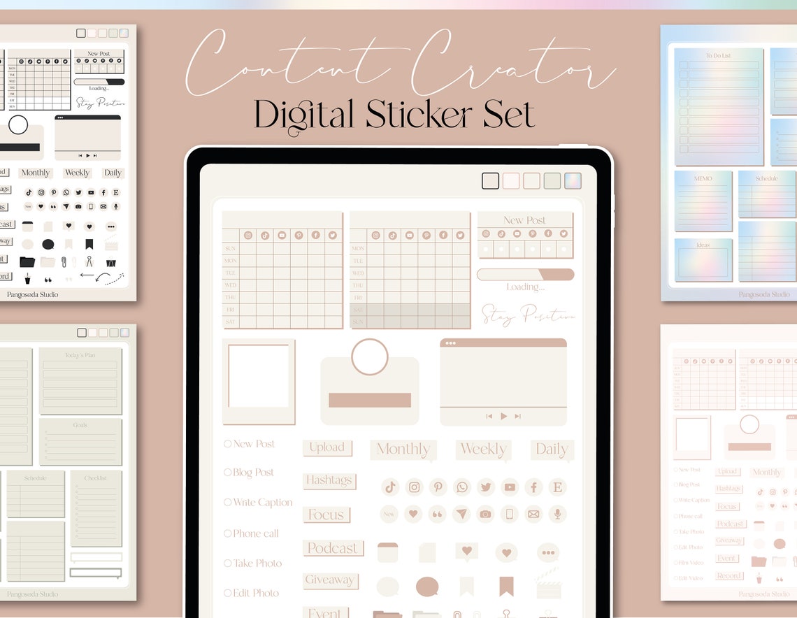 Content Creator Digital Stickers Goodnotes Sticky Notes - Etsy