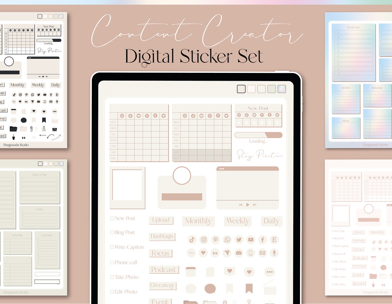 Content Creator Digital Stickers Goodnotes Sticky Notes - Etsy