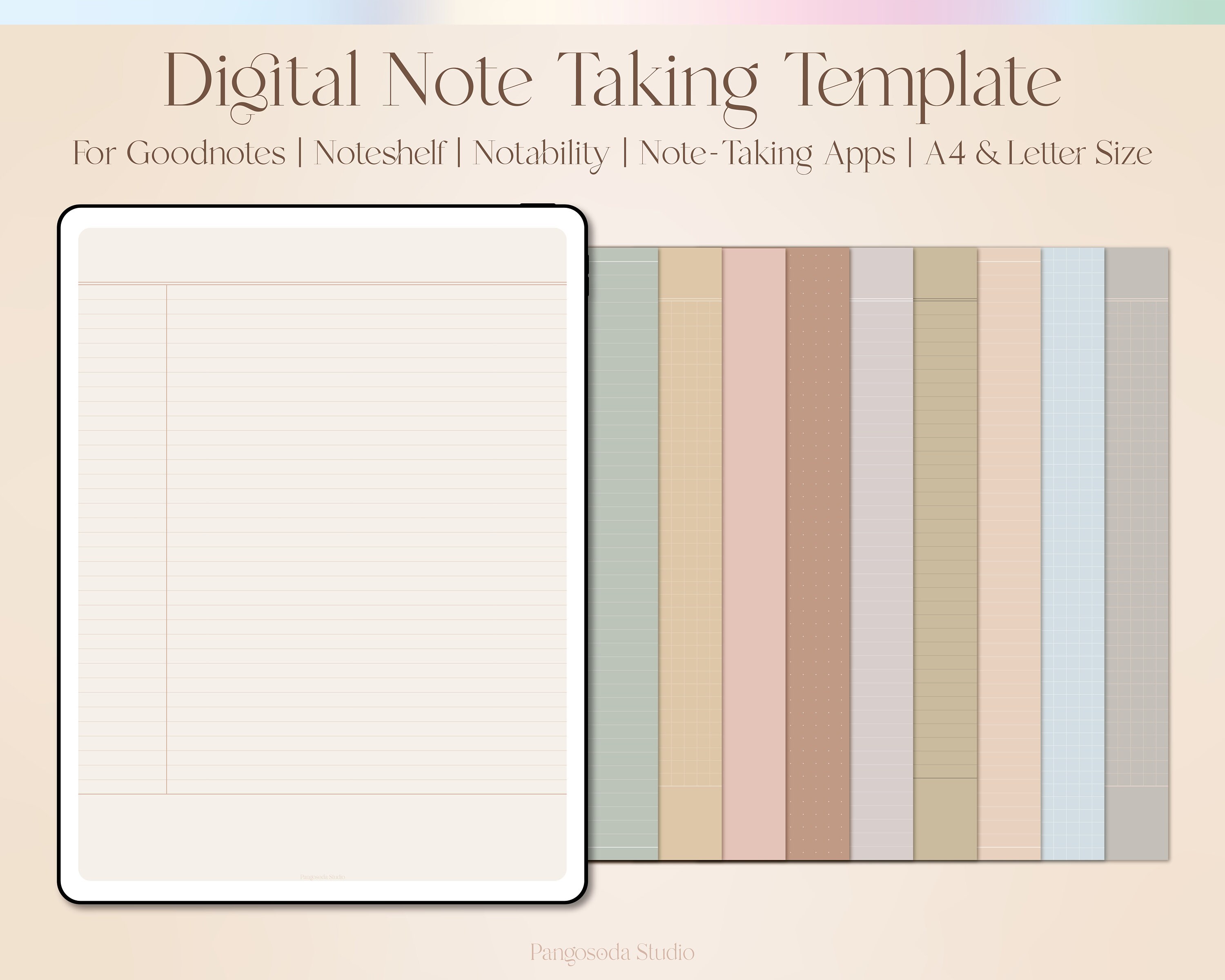 Digital Note Taking Template Digital Writing Paper Goodnote Etsy