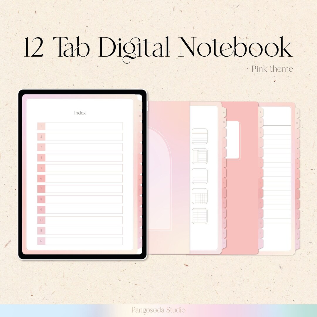 Digital Portrait Notebook,12 Hyperlinked Tabs for Goodnotes Notability ...