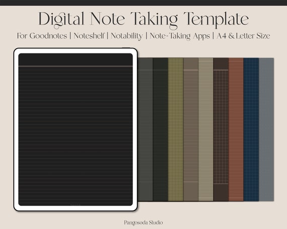 Dark Mode Digital Note Taking Template Digital Writing - Etsy
