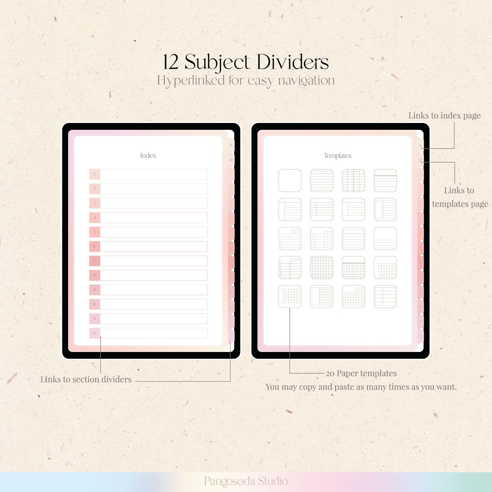 Digital Portrait Notebook,12 Hyperlinked Tabs for Goodnotes Notability ...