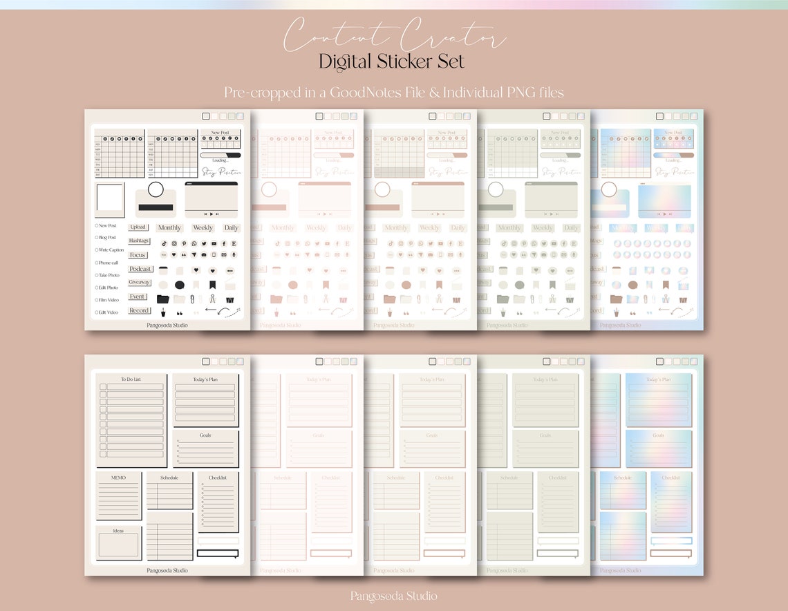 Content Creator Digital Stickers Goodnotes Sticky Notes - Etsy