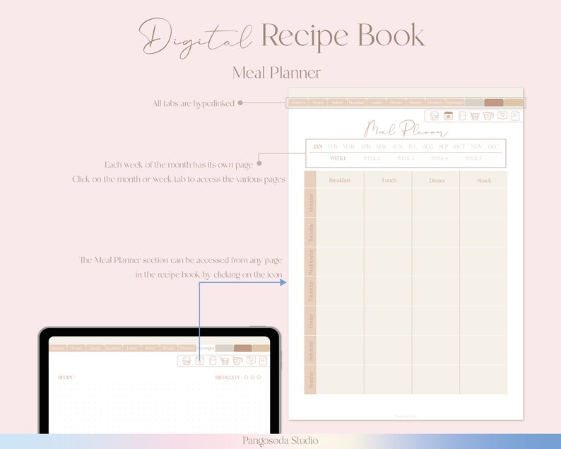 Digital Recipe Book Recipe Planner Meal Planner Digital - Etsy