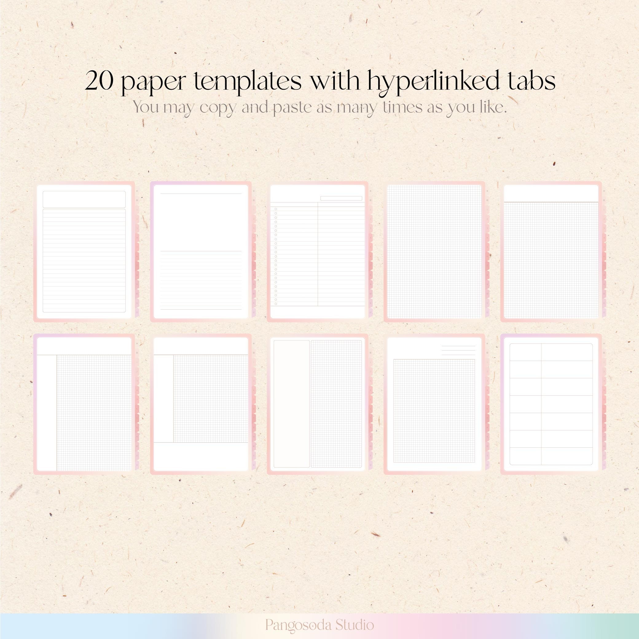 Digital Portrait Notebook,12 Hyperlinked Tabs for Goodnotes Notability ...