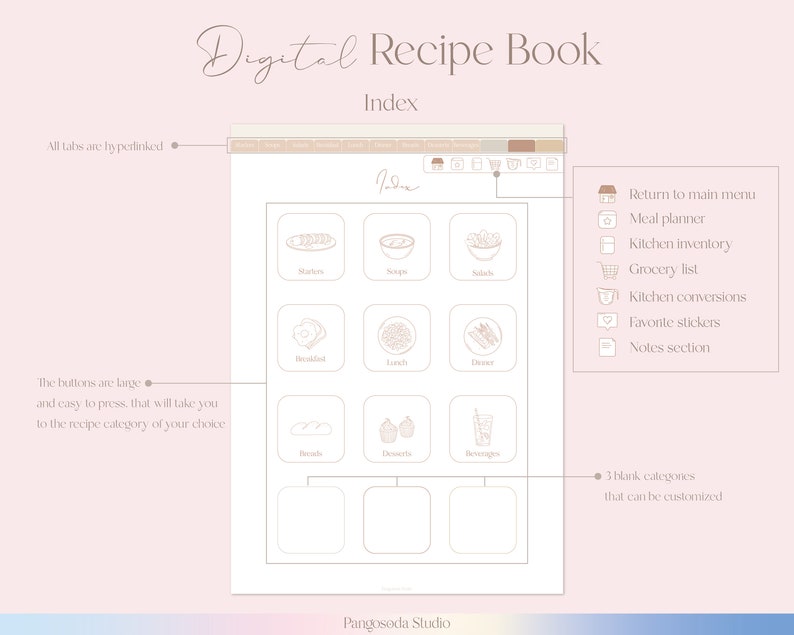 Digital Recipe Book Recipe Planner Meal Planner Digital - Etsy
