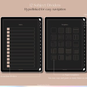 Dark Mode 12 Subject Hyperlinked Tab, Digital Notebook,notability ...